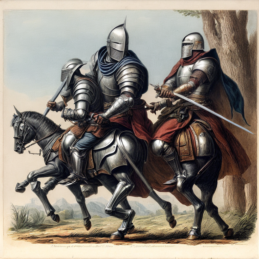 Angry Medieval knight holding the king’s arm.