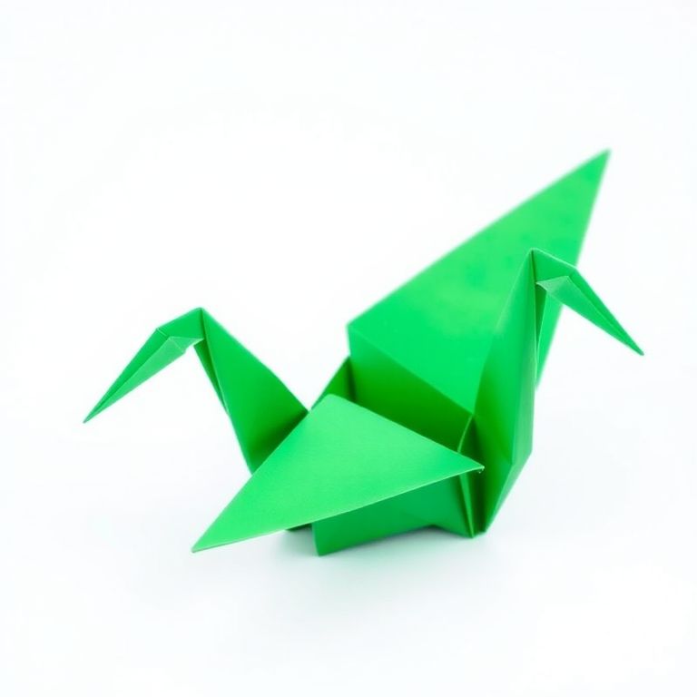 Beautifully Crafted Green Origami Crane Displaying Artistic Paper ...