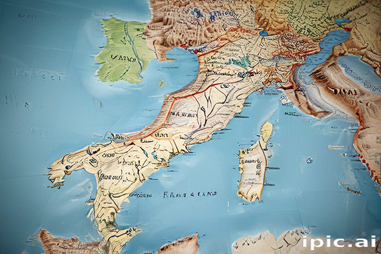 Detailed Topographic Map Illustrating the Geography of Southern Italy ...