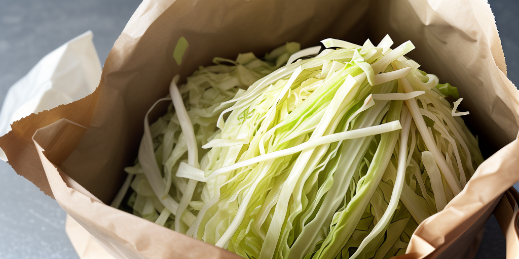 Freshly Shredded Cabbage Ready for Cooking or Salad Preparation in a Bag
