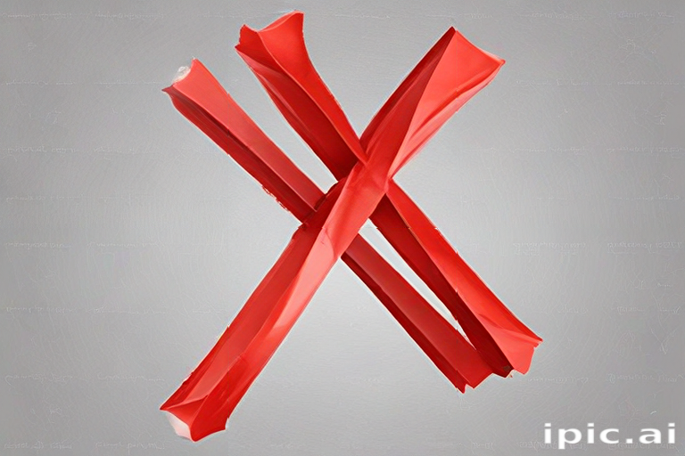 Bright Red Strips Forming an Abstract Cross Shape on Gray Background