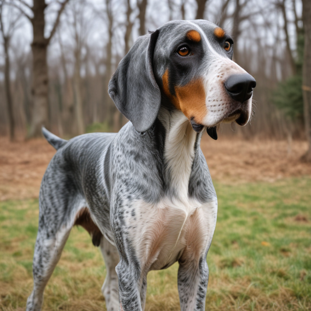 A Beautiful Blue Tick Hound Standing Proudly in a Natural Setting