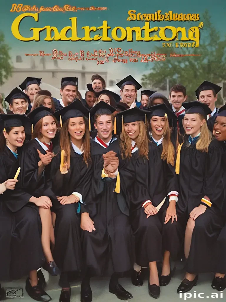 Celebrating Graduation Day: A Joyful Group of Students in Caps and Gowns