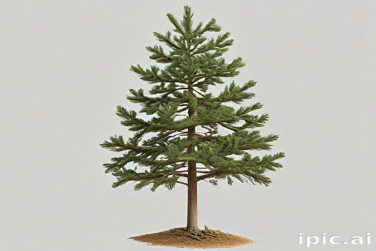 Realistic Representation of a Tall Pine Tree with Full Green Foliage