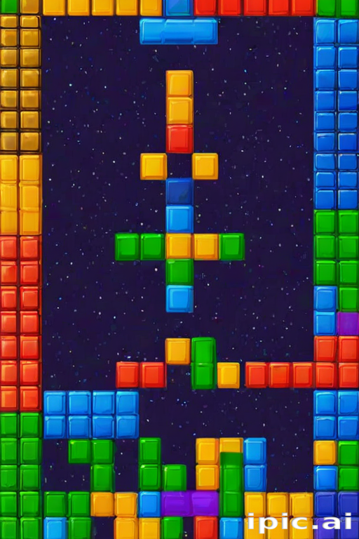 Colorful Tetris Blocks Form Intricate Patterns on a Dark Background