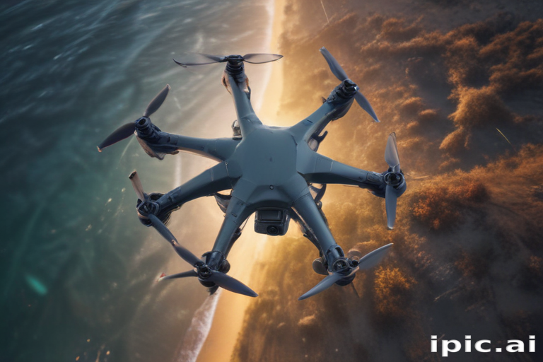 High-Flying Drone Capturing Stunning Aerial Views Over Coastal Landscape
