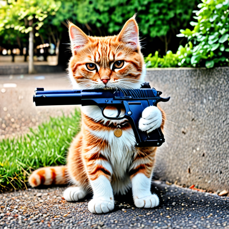 The cat stole a gun from the japanese police!