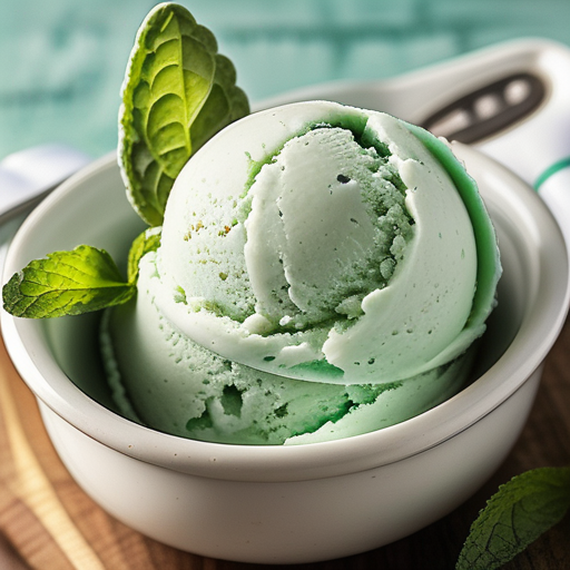 Refreshing Mint Ice Cream Served in a Charming White Bowl with Fresh ...