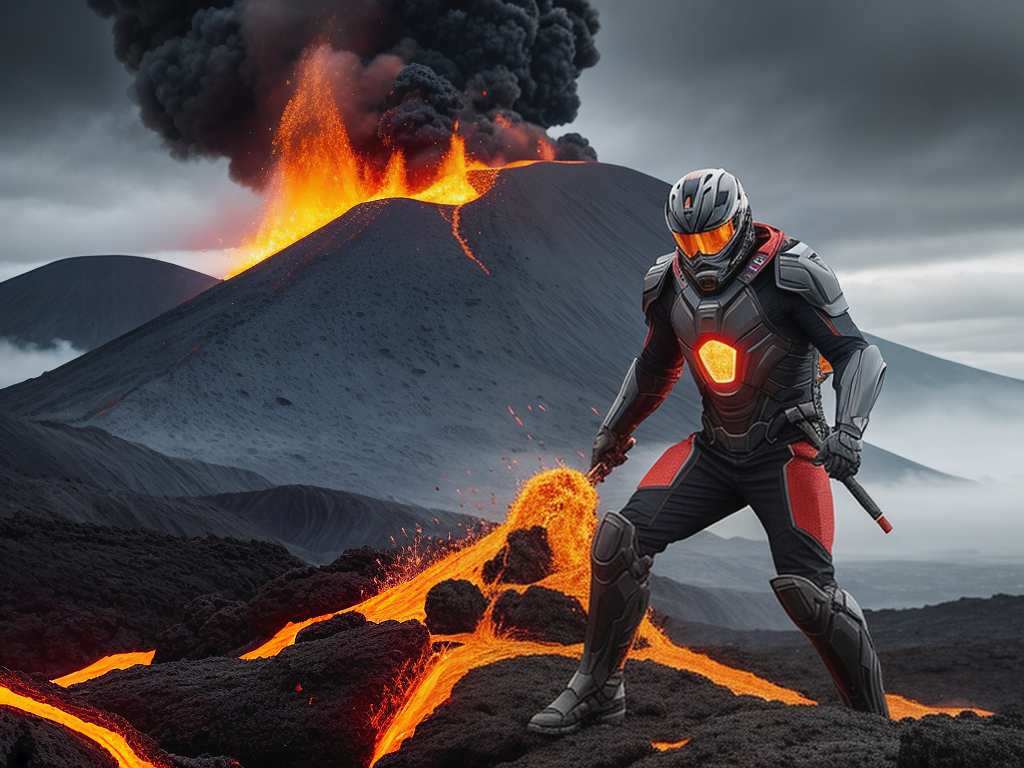 volcanic lava and computer grid