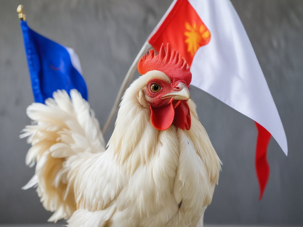 chicken waving a philippine flag