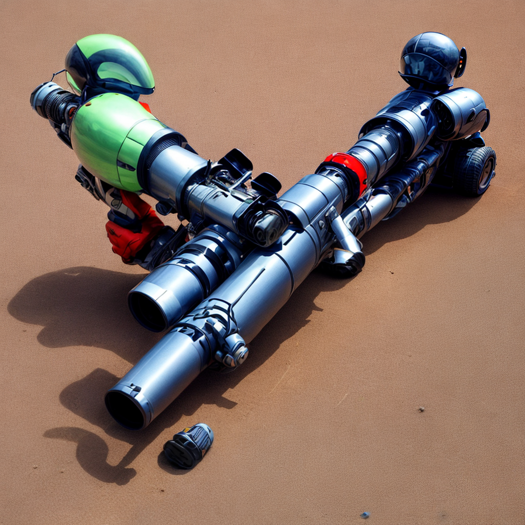 alien,flying with a jet pack shooting a lazergun