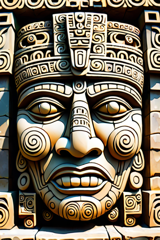 a scary mayan stone face