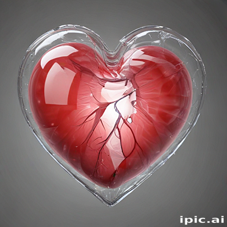 Transparent Heart Sculpture Showcasing Intricate Details of Human ...