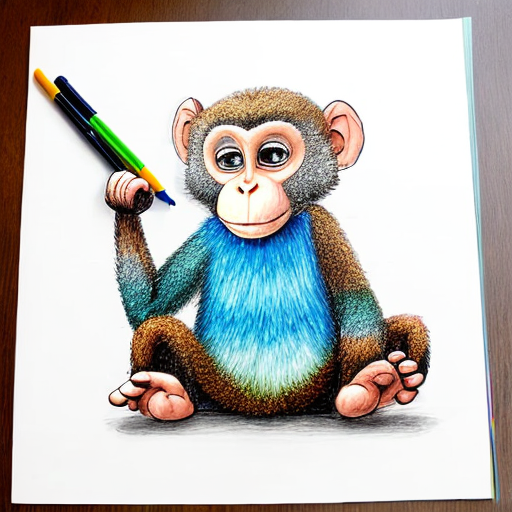 Monkey drawing a coloring book
