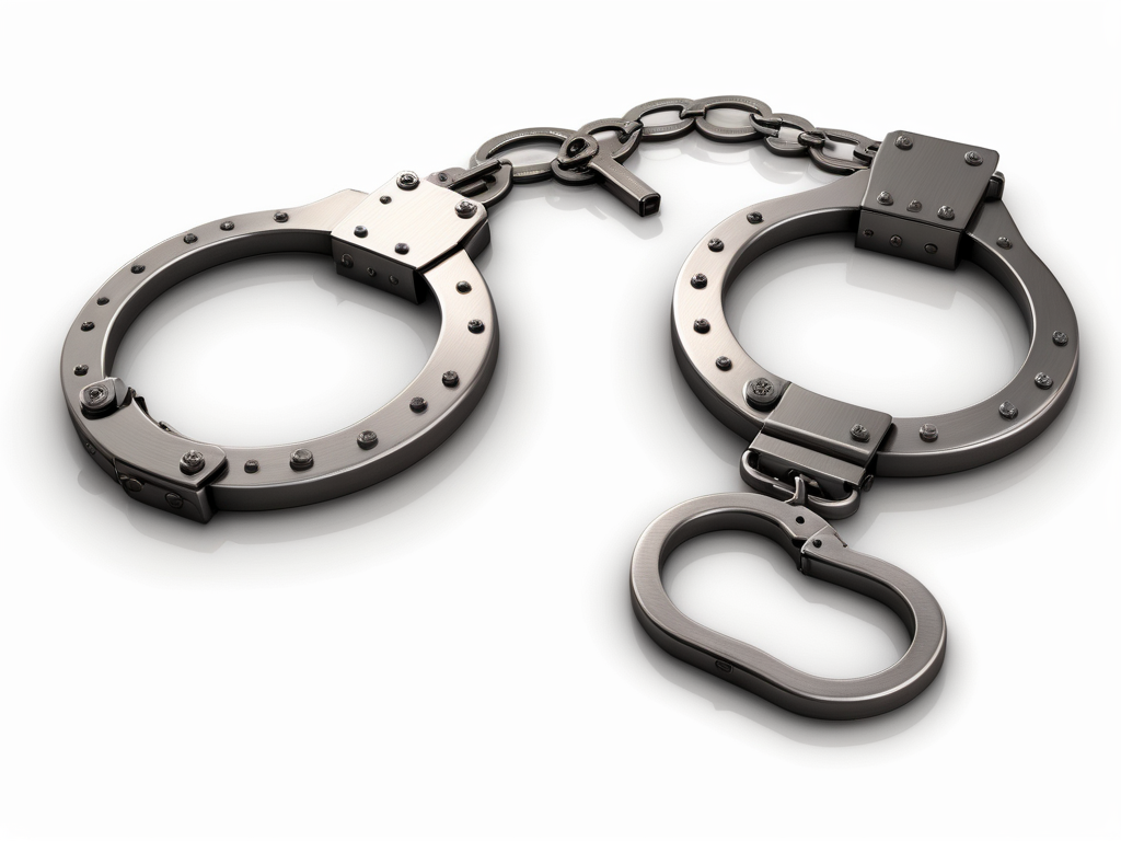 Metal Handcuffs and Clips Isolated on a White Background for Law ...