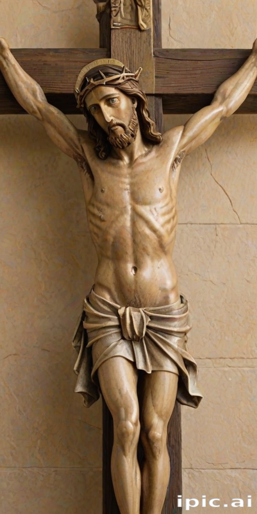 Detailed Sculpture of Jesus Christ on the Cross in Religious Art
