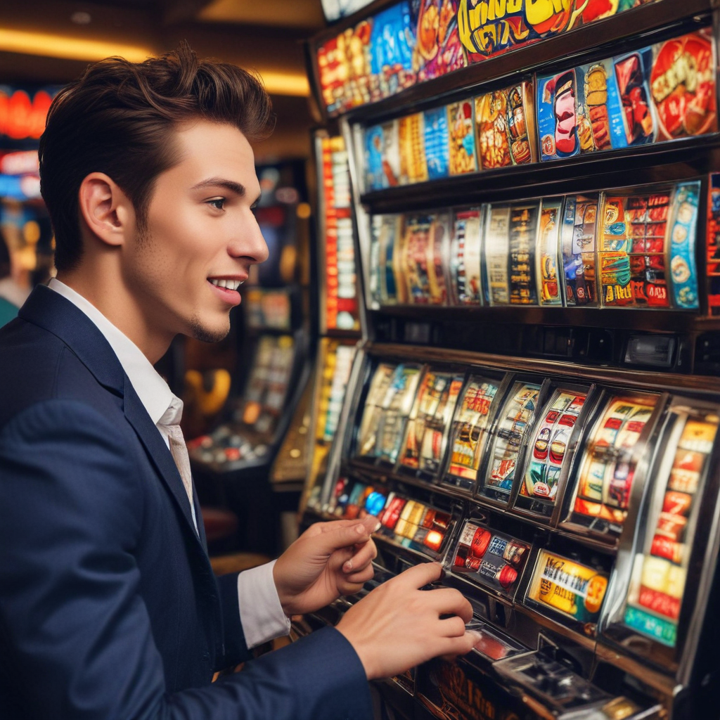 Two guys win jackpot at slot machine while eating snacks