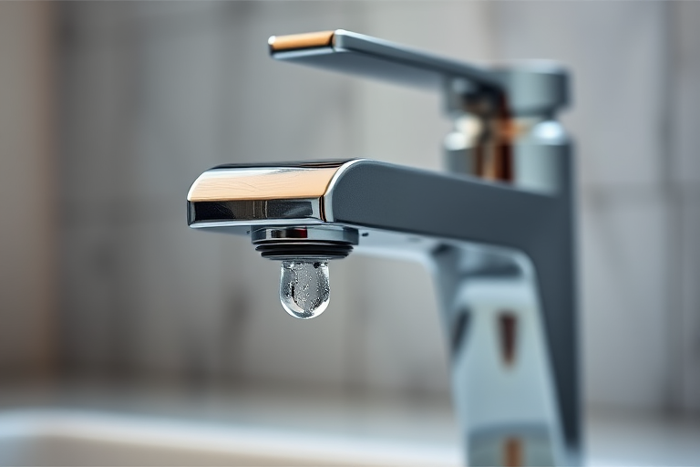 A Close-Up View of a Stylish Modern Bathroom Faucet in Natural Light.