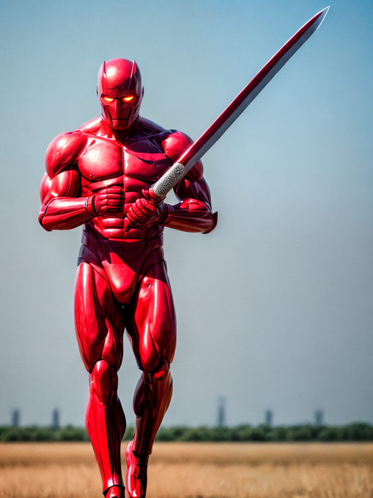 red man with a sword