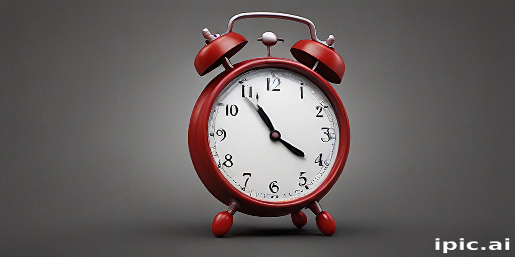 A Classic Red Alarm Clock Displaying Time in a Minimalist Style.