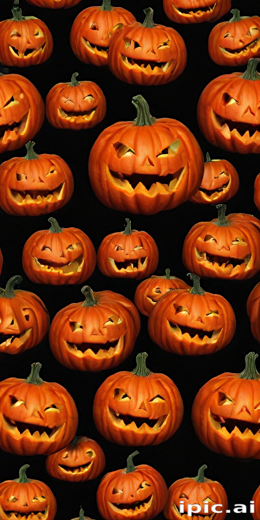 A Festive Display of Grinning Jack-o’-Lanterns for Halloween Celebration.