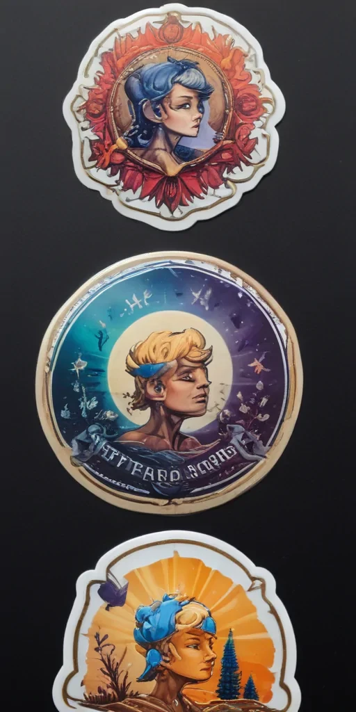 Artistic Stickers Featuring Unique Character Designs in Vibrant Colors ...