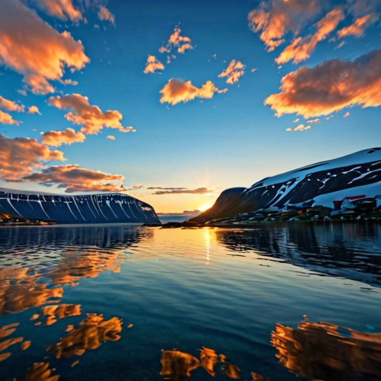 super bright midnight sun photo in arctic norway in a wonderful super ...