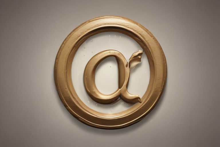 Elegant Golden Artistic Representation of the At Symbol in a Circular ...