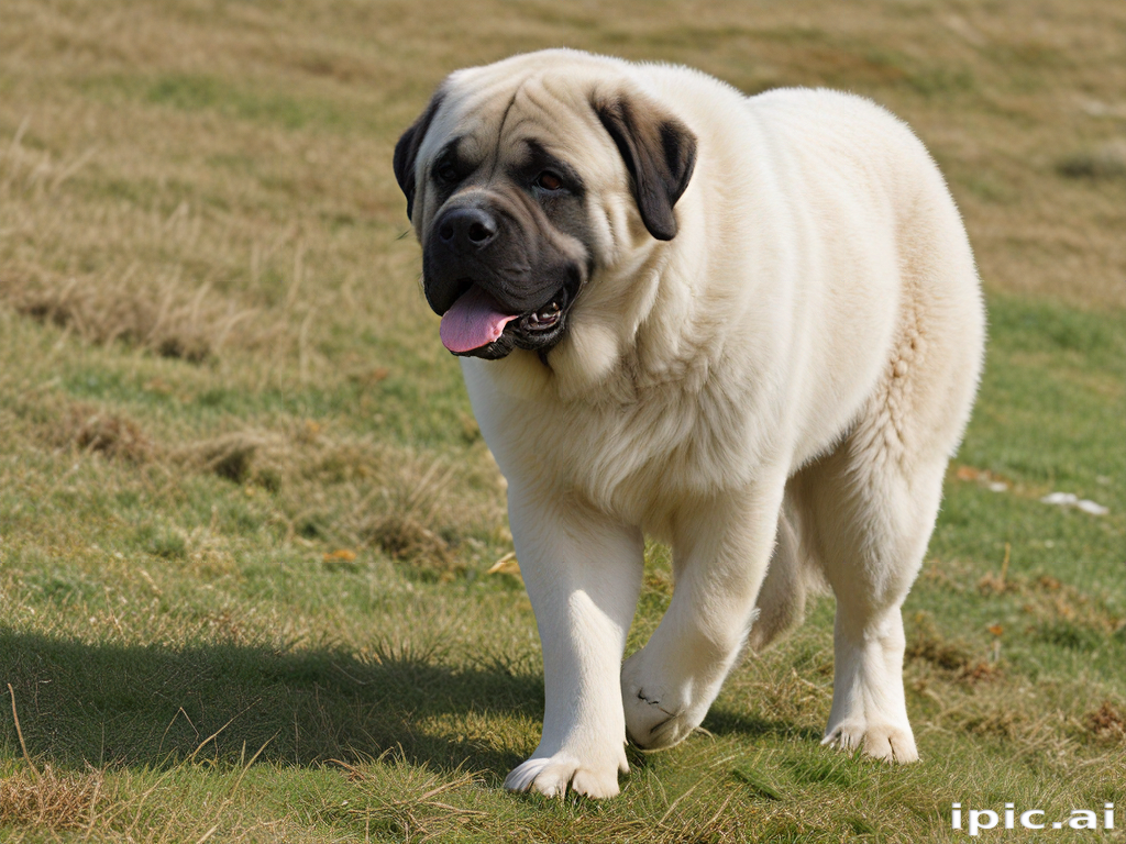 A Playful and Happy Mastiff Dog Enjoying a Sunny Day Outdoors