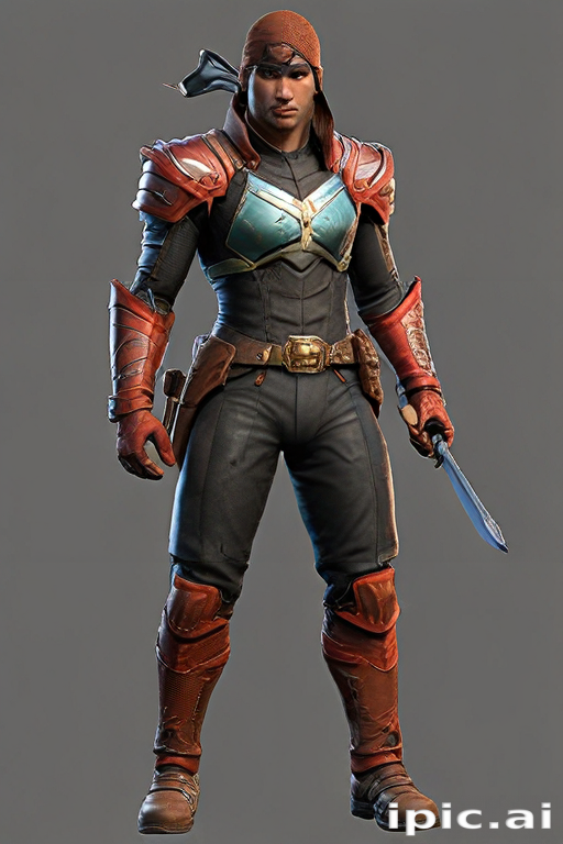 Heroic Warrior in Armor Ready for Battle with Sword and Confidence