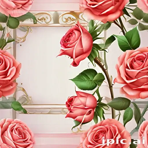 Beautiful Floral Border Design Featuring Elegant Pink Roses and Green ...