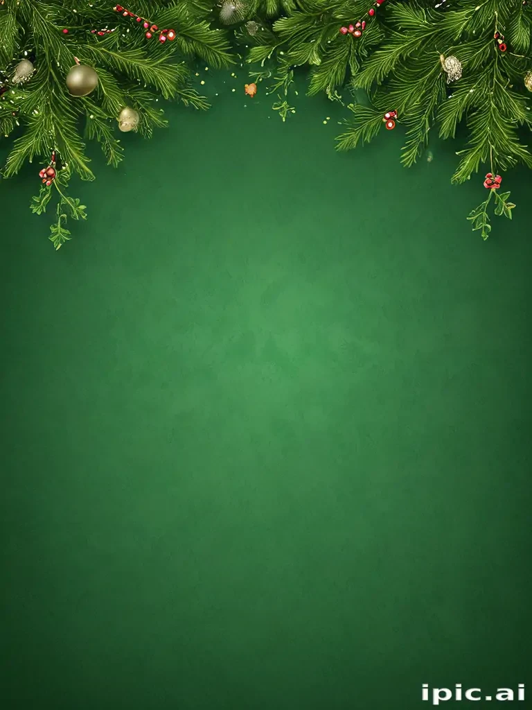 Festive Green Background Adorned with Holiday Decorations and Natural ...