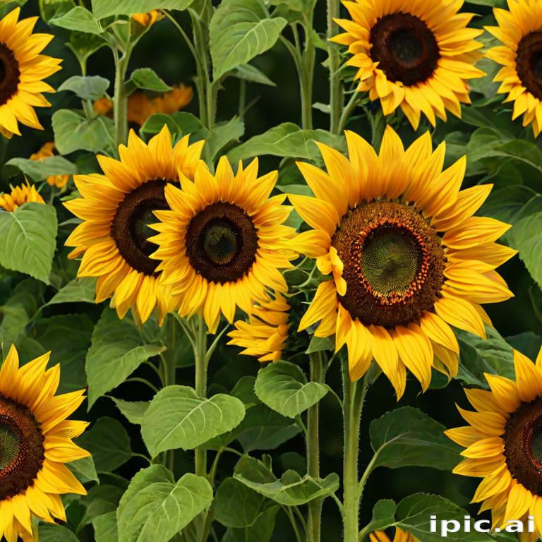 Vibrant Sunflowers Standing Tall Under the Bright Summer Sunlight