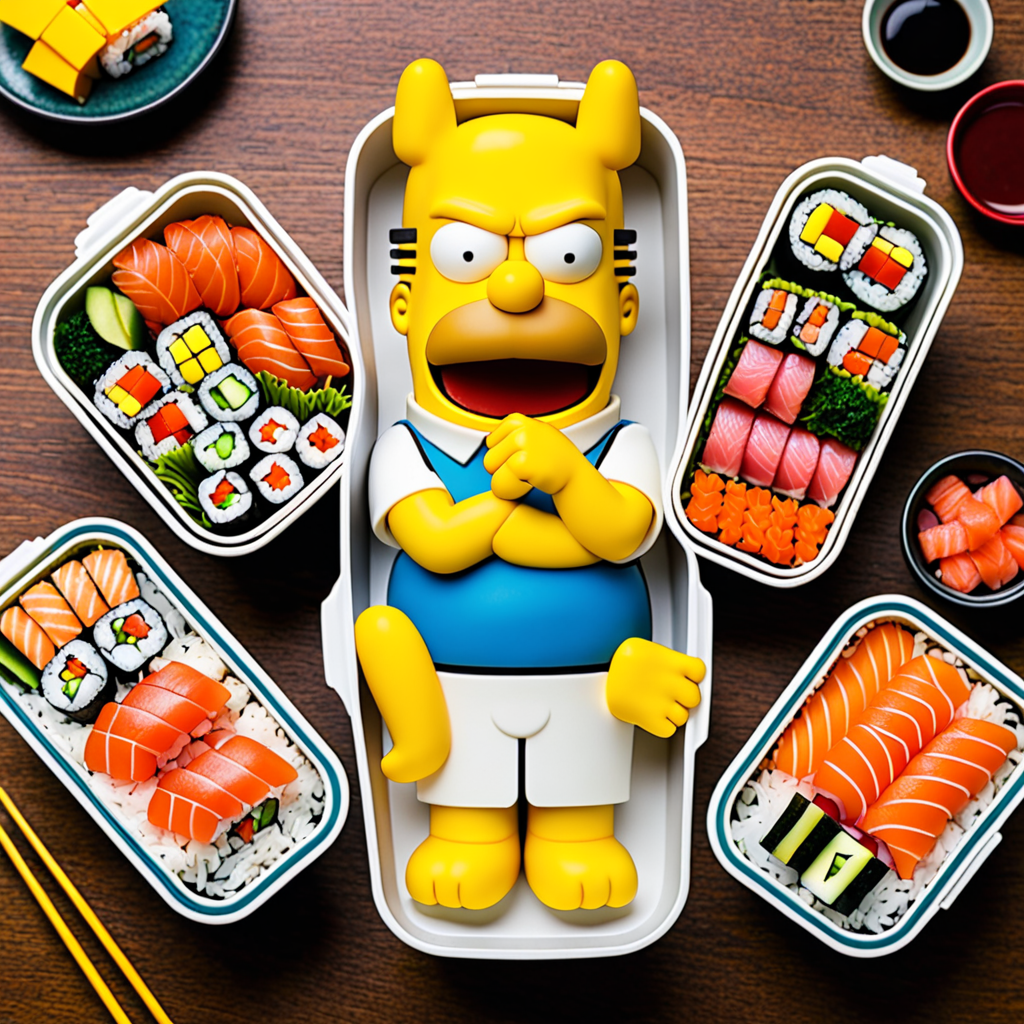 For lunch, Japanese Homer Simpson skillfully prepares a bento box ...