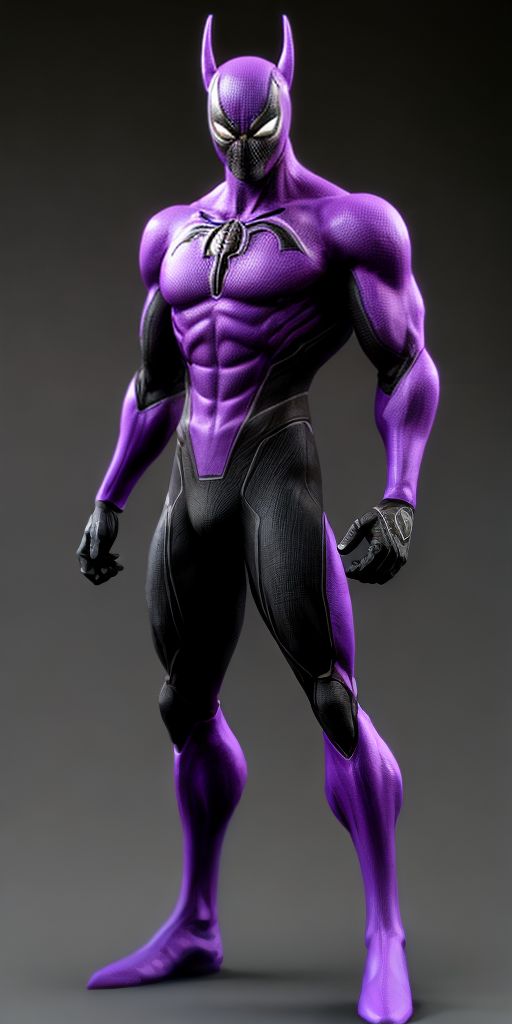 Thin Male Purple symbiote with no mouth with beetle symbol
