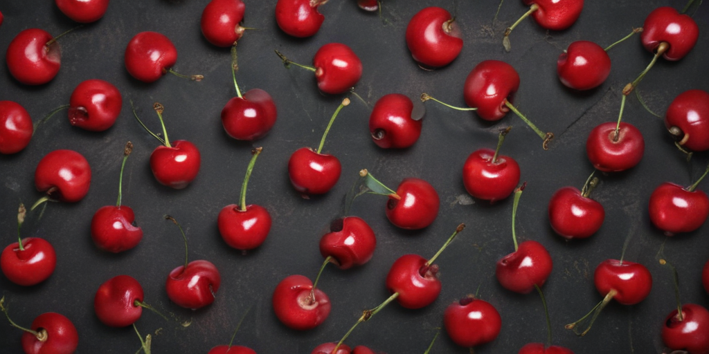 A Vibrant Arrangement of Fresh Cherries on a Dark Background Display.