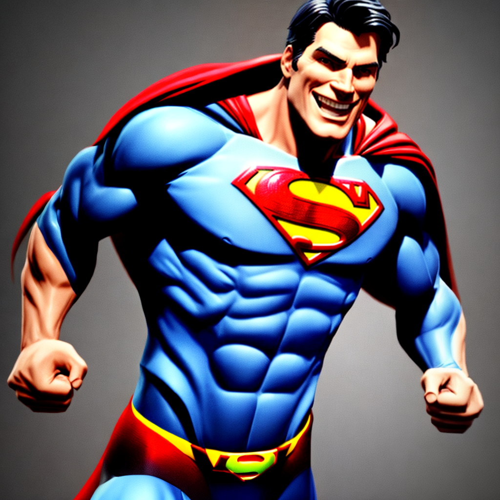 Beautiful, vivid, joyful Smile Superman, Low Poly art