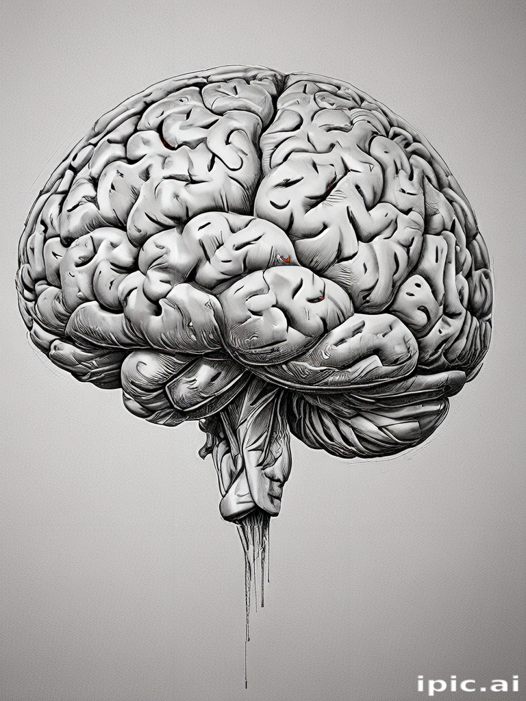 Intricate Artistic Representation of a Human Brain with Unique Details