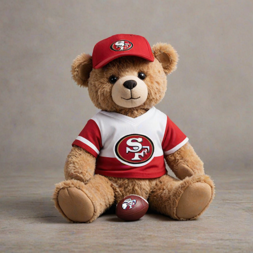 Adorable Teddy Bear Dressed in San Francisco 49ers Gear with Sneakers