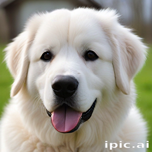 A Happy, Fluffy White Dog Smiling in a Lush Green Field.