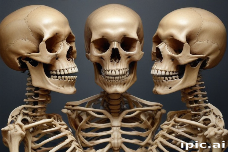 Three Human Skeleton Models Displaying Different Perspectives and ...