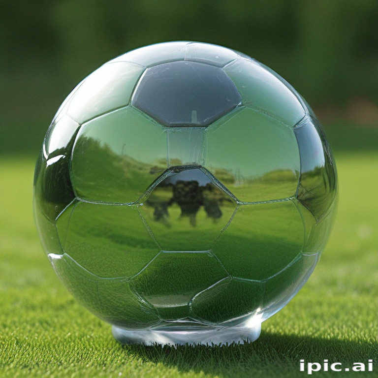 Reflective Glass Soccer Ball Sitting on a Vibrant Green Field