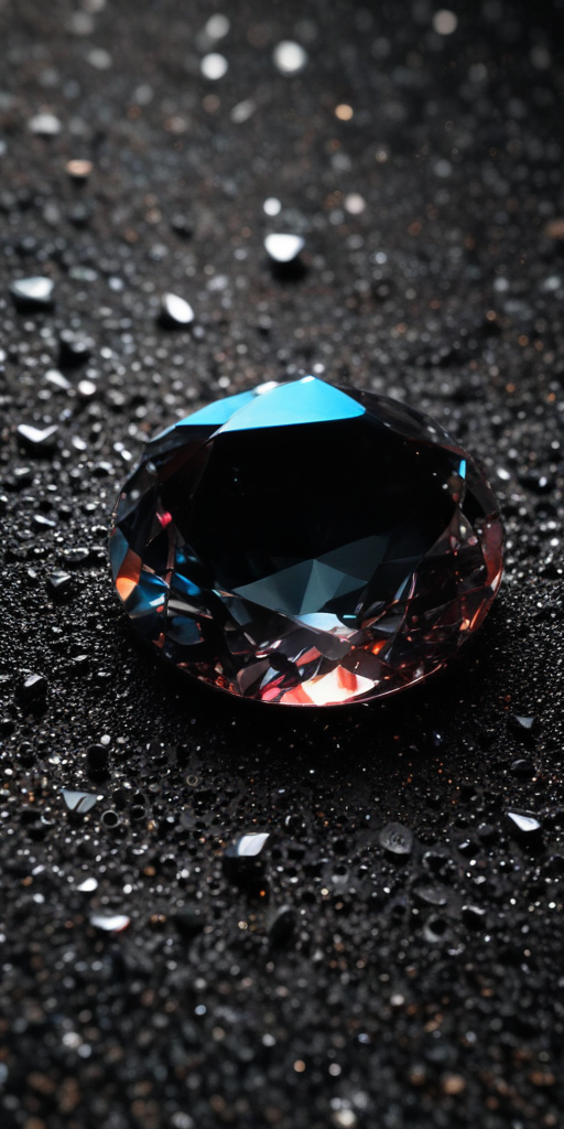 A Radiant Gemstone Sparkling Amidst Glimmering Water Droplets on Surface