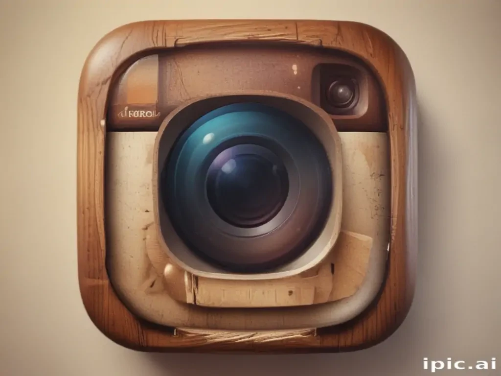 Creative Wooden Representation of the Iconic Instagram Camera Logo Design