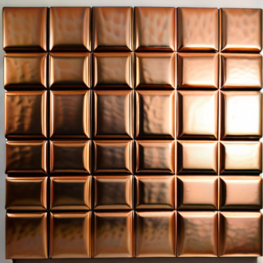 Patterned hammered copper panel full front straight on view