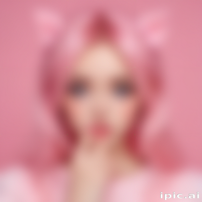 Whimsical Portrait of a Person with Pink Hair Against a Soft Pink ...