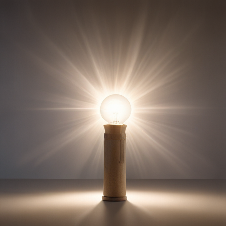 Radiant Light Bulb Illuminating a Softly Glowing Background with Warmth