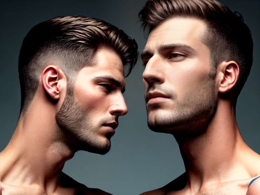 extremely masculine clean shaven man, side profile