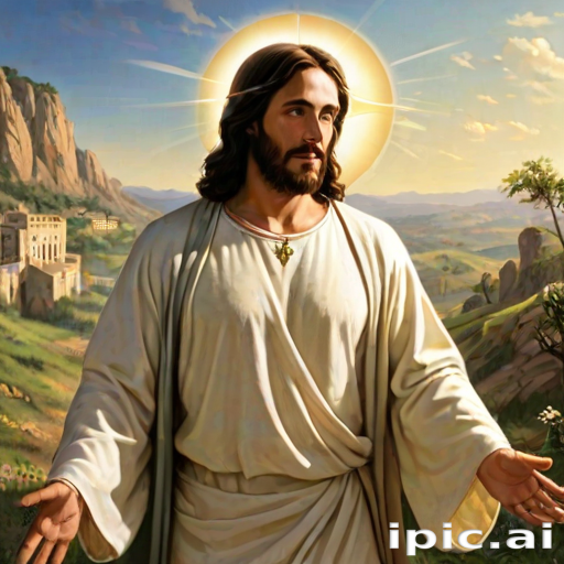 Serene Landscape Depicting a Compassionate Jesus Amidst Nature's Beauty