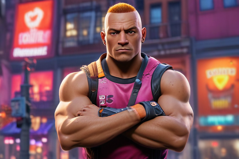 Vin diesel fortnite skin, fortnite style, crossed arms, looking at the camera